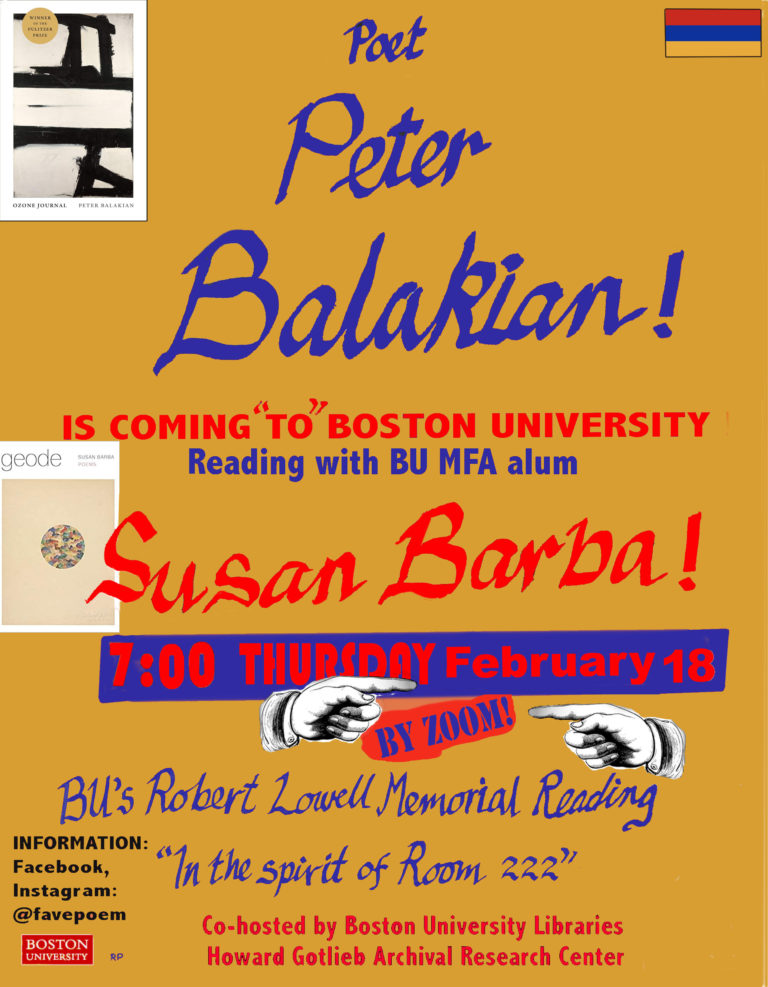 Peter Balakian featured in The Robert Lowell Memorial Poetry Reading ...